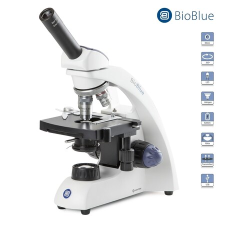Euromex BioBlue 40X-1200X Monocular Portable Compound Microscope w/ Spring Loaded Objective ...